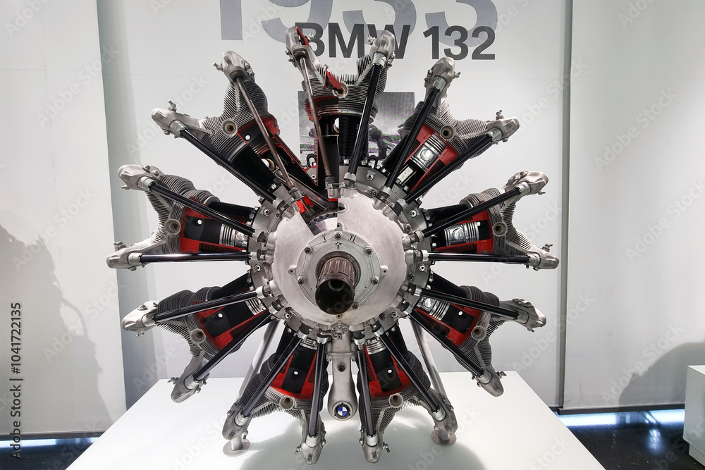 Munich, Germany, August 25, 2024: BMW 132 Radial Aircraft Engine ...