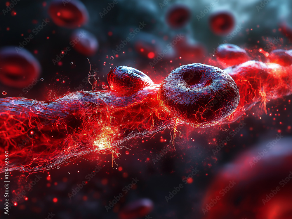 Vector illustration of the blood path with acid on the human body ...