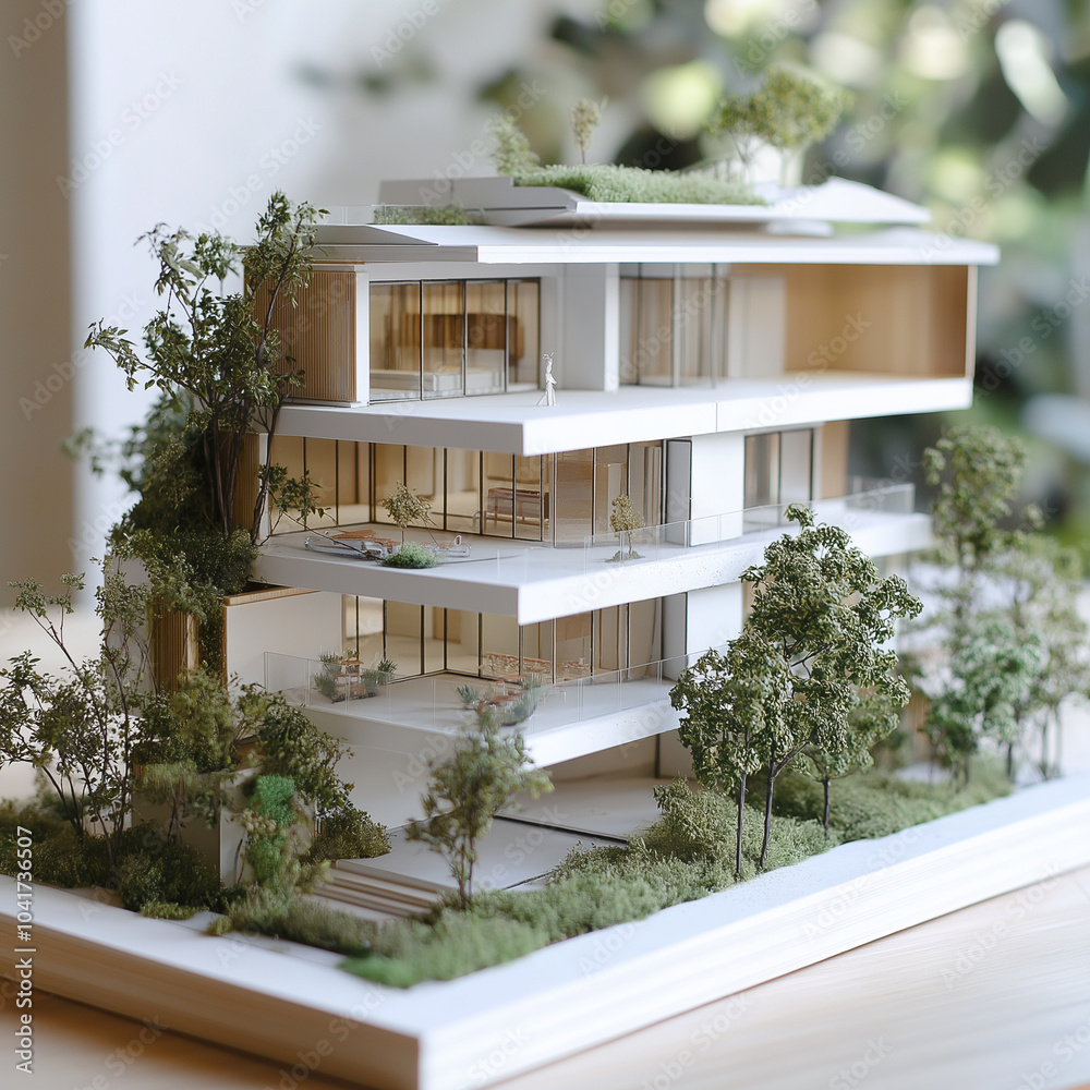 Green building models at a sustainable architecture firm ilustración de ...