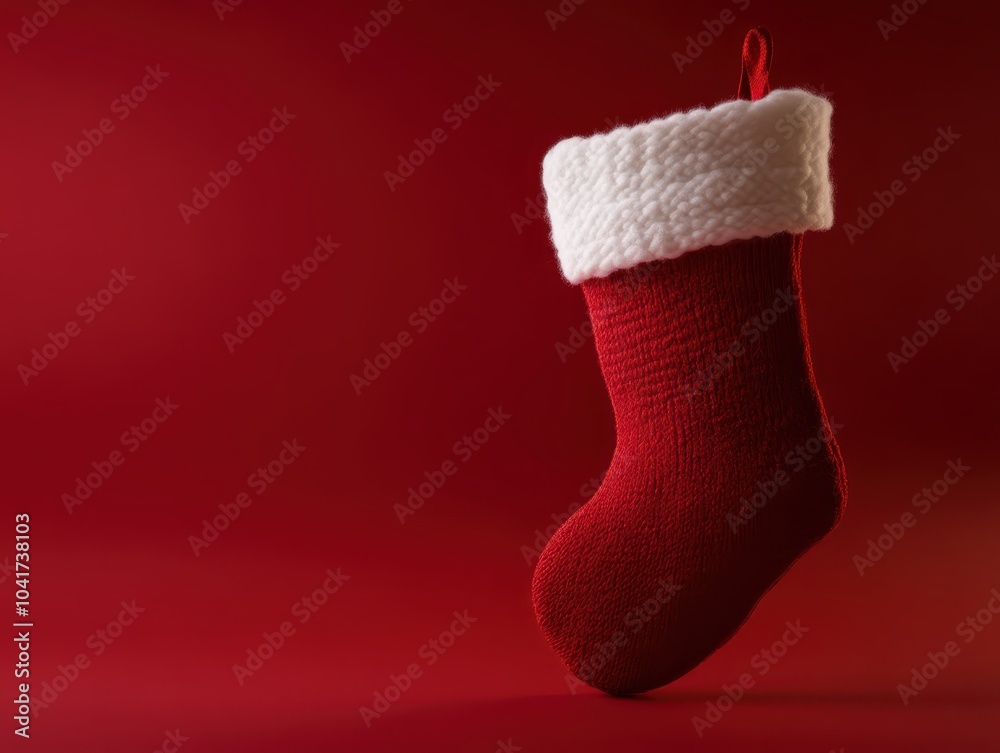 Red and white Christmas stocking isolated on a solid color background ...