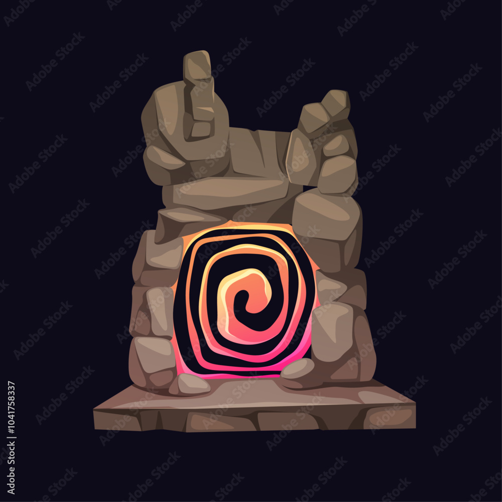 Magic portals with magma and fire flames, flares. Vector isolated ...
