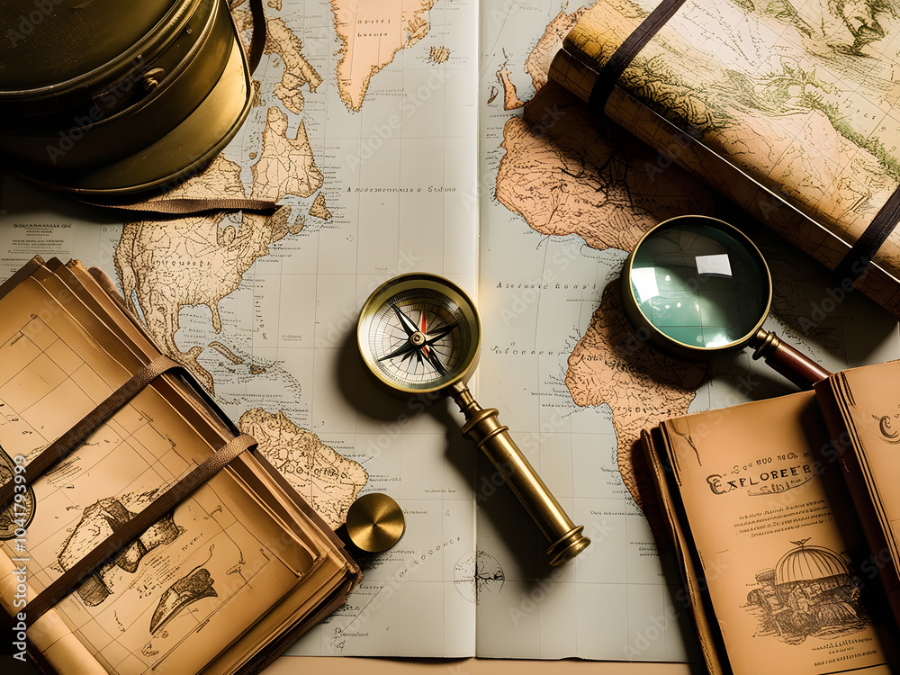 Explore the world with vintage maps and compass in a cozy adventure ...