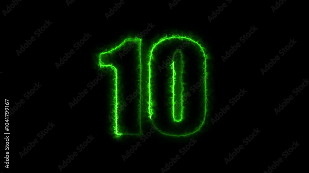 Number 10 one - animated light outline on "10" on black background ...