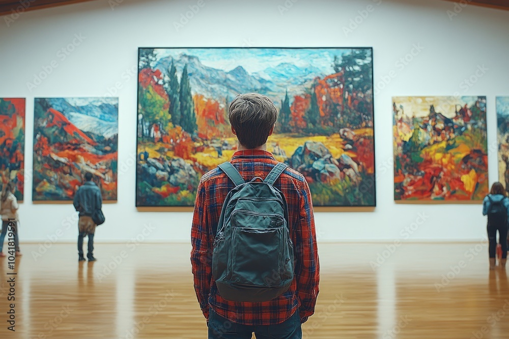 Asombro en un hombre viendo una obra de arte por primera vez Un hombre ...