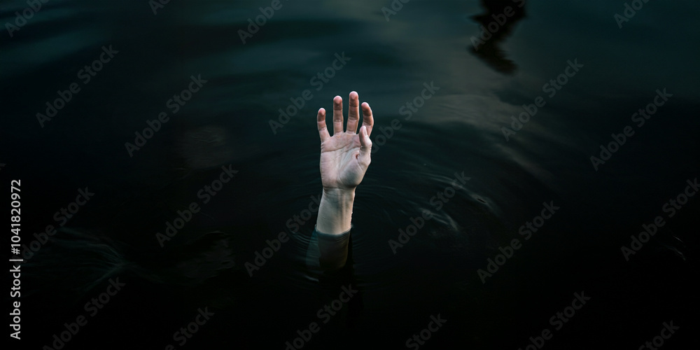 Hand, Arm & Fingers Reaching up out of Water, Wet Ocean & Sea Waves ...