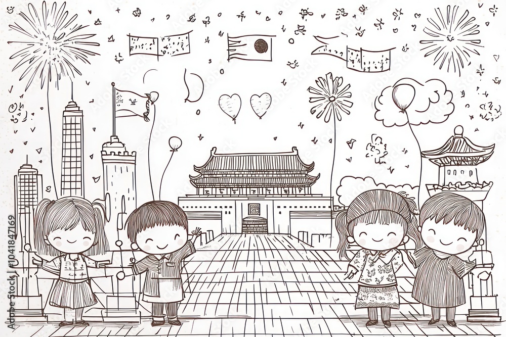 A4-sized outline drawing of a creative poster for elementary students ...