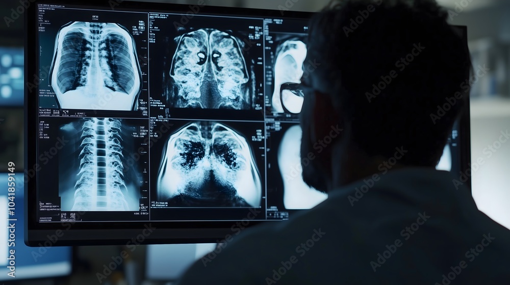Expert doctor diagnose patient through detailed x-ray scan in busy ...
