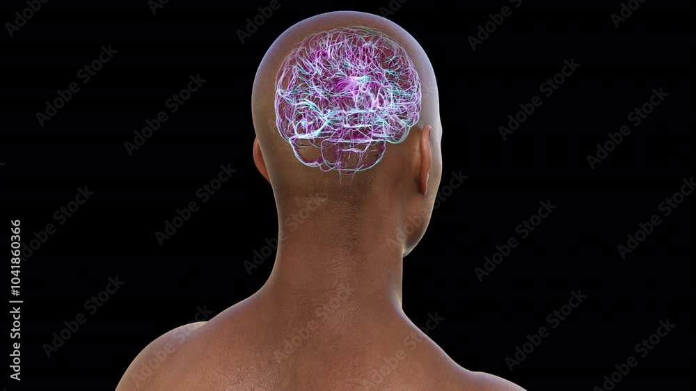 3D animation showing the anatomical structure of the brain inside a ...