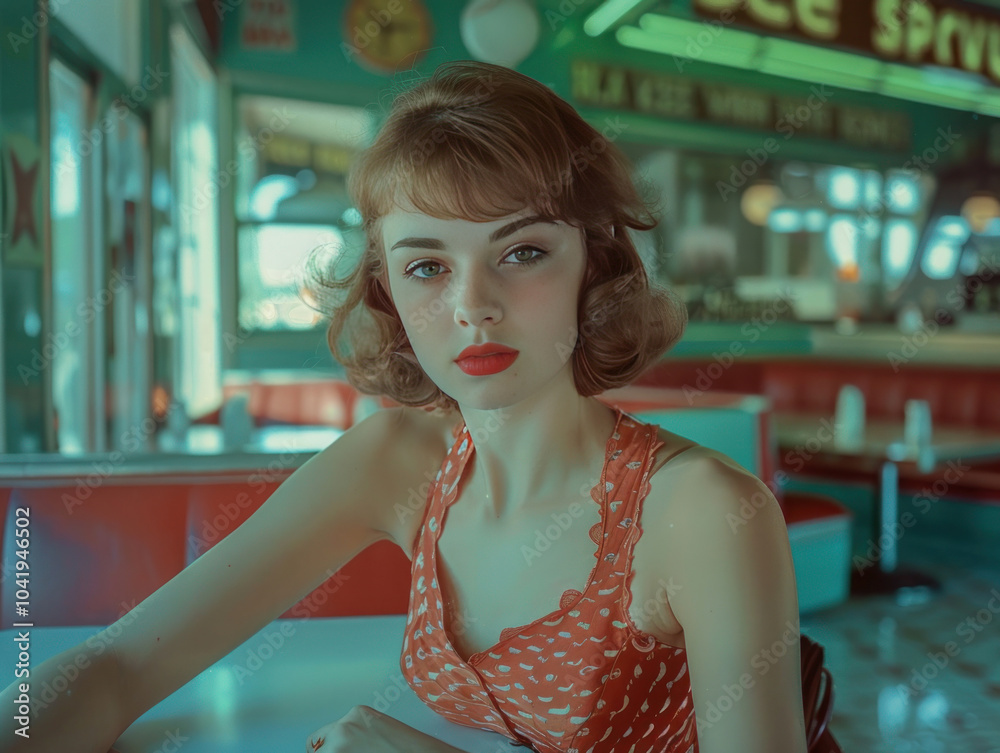 A nostalgic vintage film portrait with the subject dressed in 1950s ...
