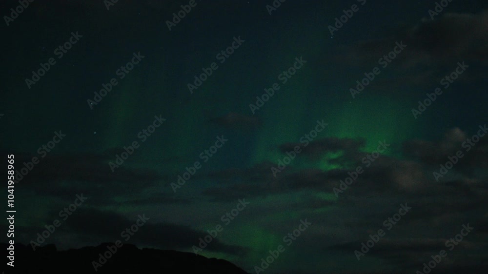 Aurora borealis, natural, real speed footage. Northern lights in the ...