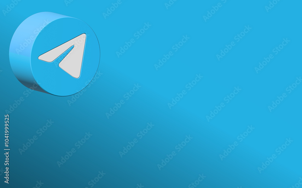 3D telegram logo icon on modern circle button. 3D social media icons ...