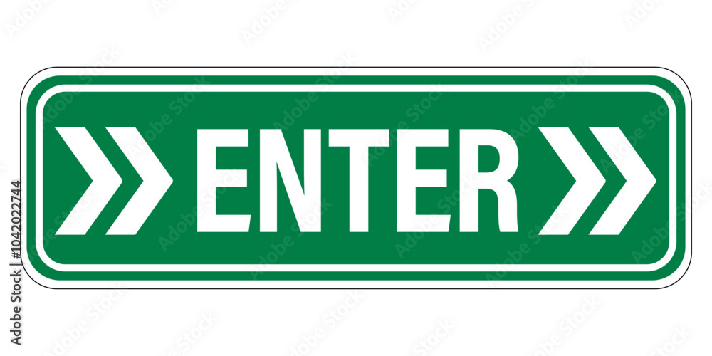 Enter sign with two right arrows on both side of the word enter. Green ...