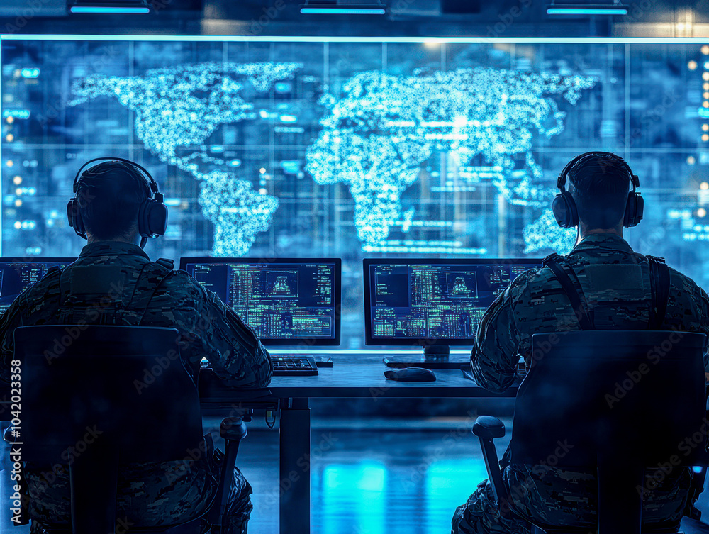 Strategic Military Operations Room Soldiers Coordinating Mission with ...