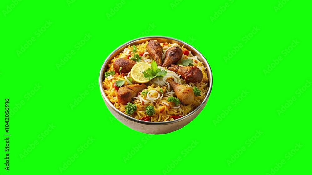 Biriyani food green screen animation motion graphic with chroma key ...