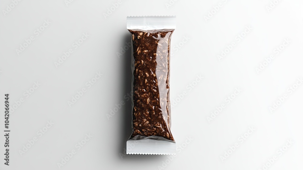 Overhead flat lay of an energy protein bar packaging template with ...
