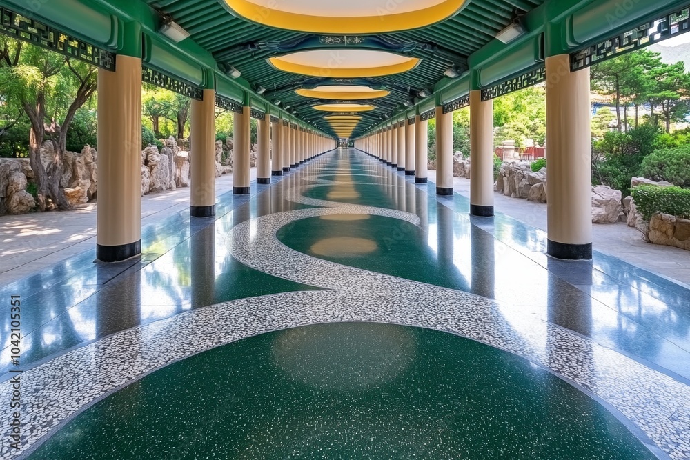 Close-up of the Long Corridor (Chang Lang) in the Summer Palace, with ...