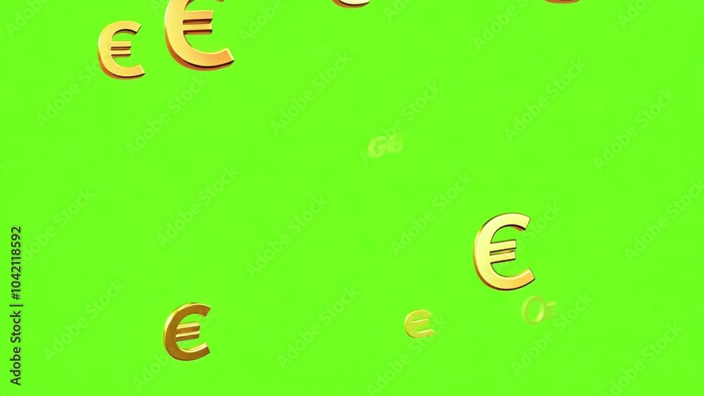 Golden euro symbol on green screen floating around. Animation loop of ...