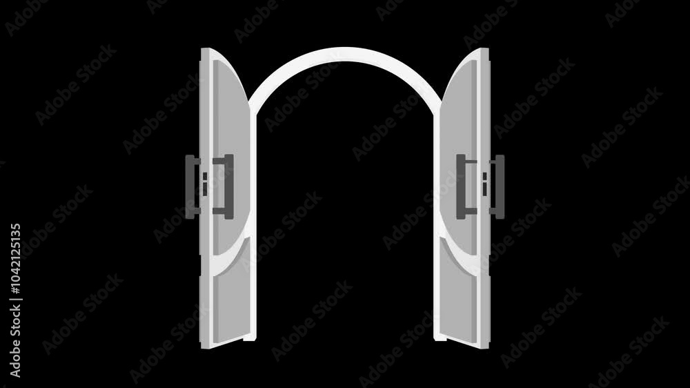 animated double door open and closed. animation footage video isolated ...