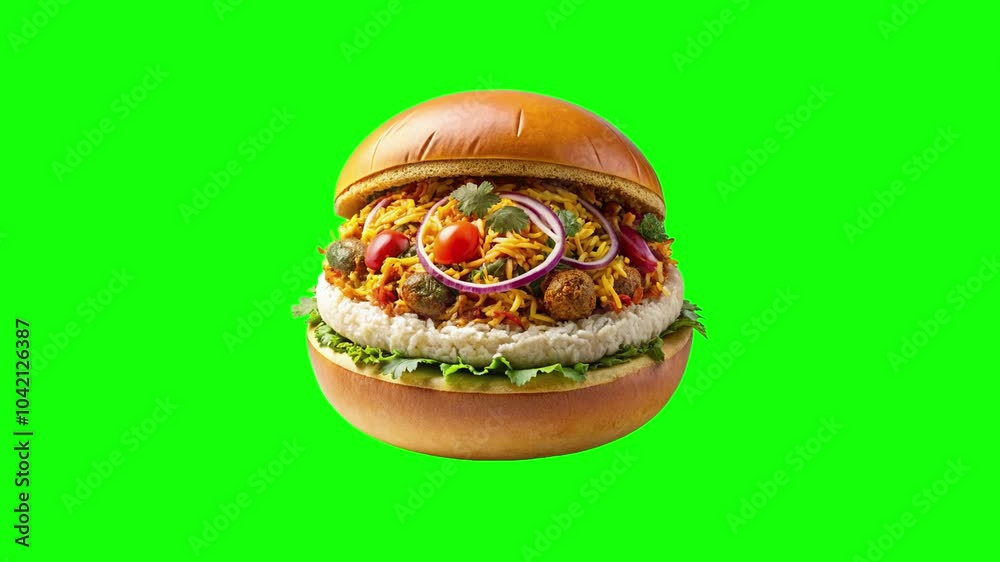 Hamburger green screen animation motion graphic with chroma key clip ...