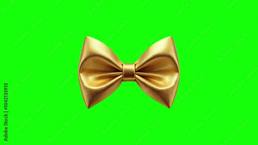 Golden ribbon bow green screen animation motion graphic with chroma key ...