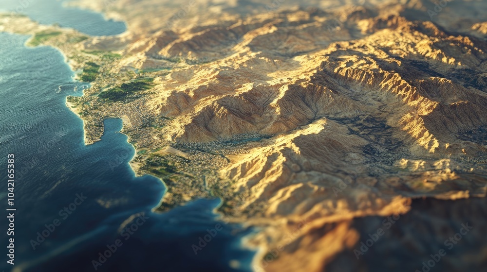A realistic terrain map of Israel and Palestine with detailed natural ...