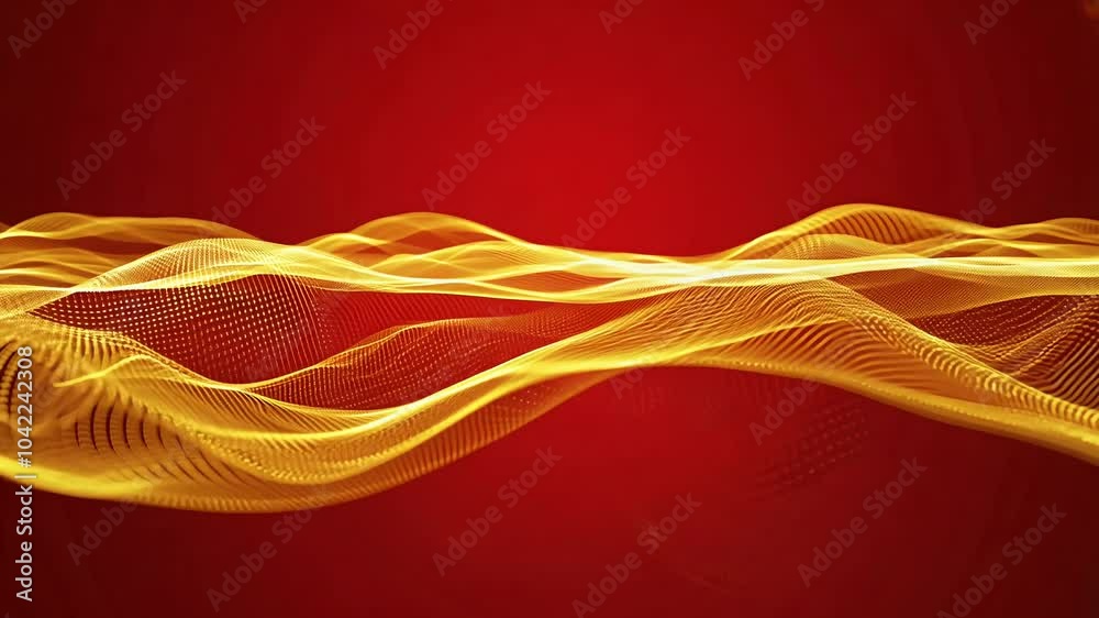 abstract animation golden wave composed glowing particles that ... abstract animation golden wave composed glowing particles that ...