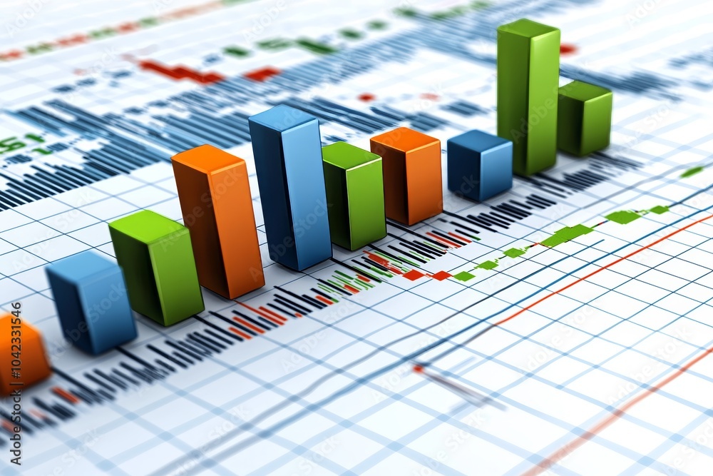 This vibrant, detailed graph represents data analysis, using multiple ...