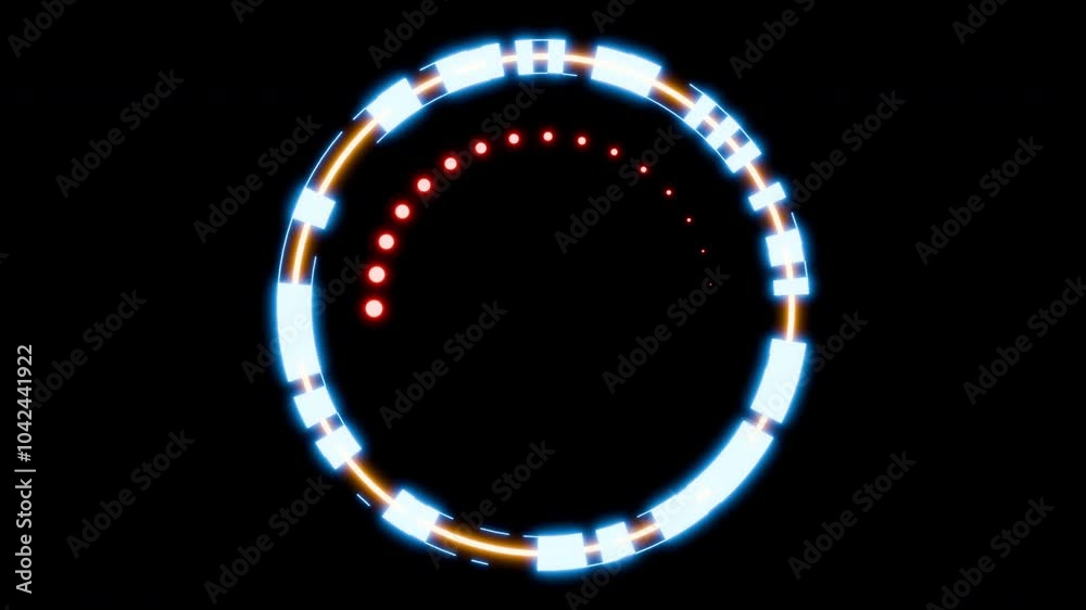 Aim HUD element target rings seamless loop 3d render. Analysing data, display loading, moving ...