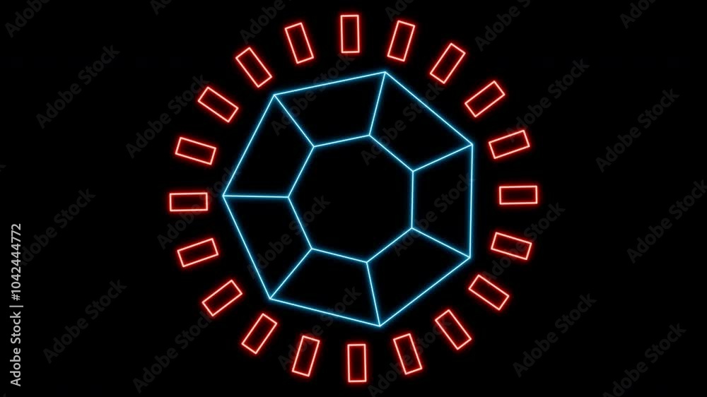 HUD element or aim target ring seamless loop 3d render. Analysing data, moving graph frame ...