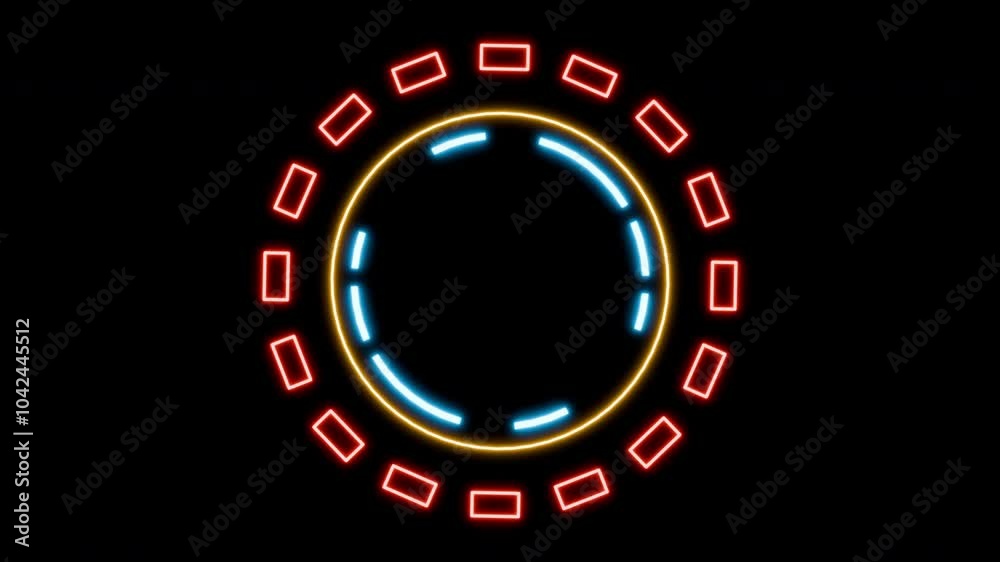 Red HUD element or aim target ring seamless loop 3d render. Analysing data, moving graph frame ...