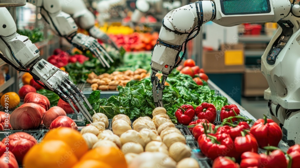 Cutting-edge food production plant in 2030, equipped with advanced ...