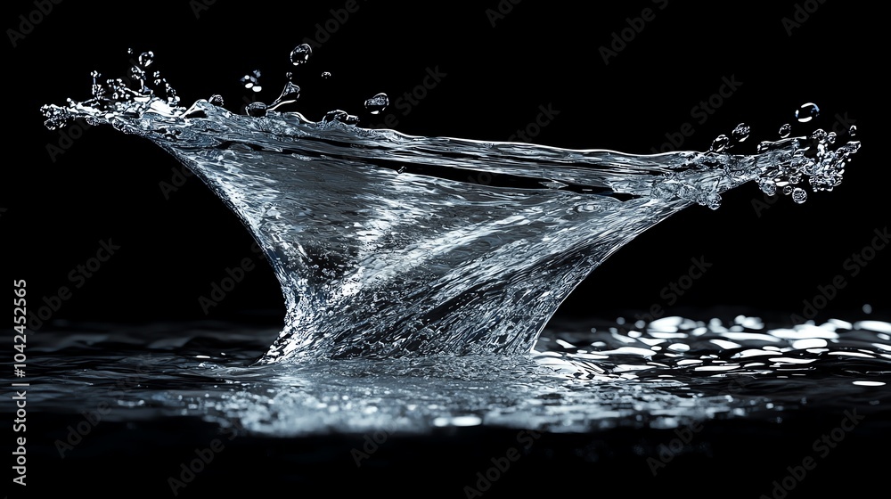 Water pouring from a tilted glass, creating a graceful arc, water arc ...