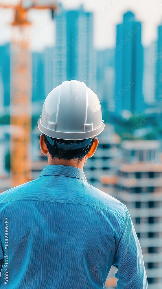 Confident real estate developer conducting thorough inspection of large ...