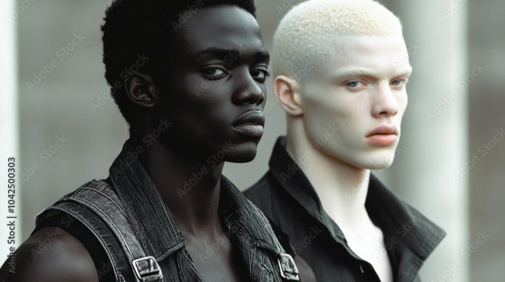 Albinismo como ausencia de melanina, pareja de jóvenes apuestos ...