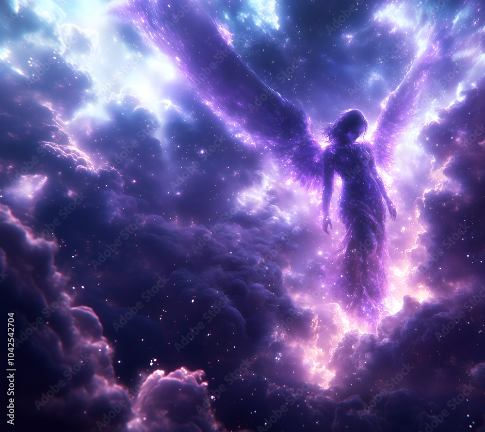 Violet angel, seventh ray of light (Archangel Zadkiel), representing ...