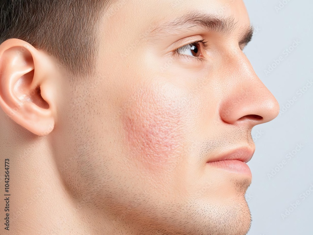 Before and after, zoomed-in view of a man s face showing detailed skin ...
