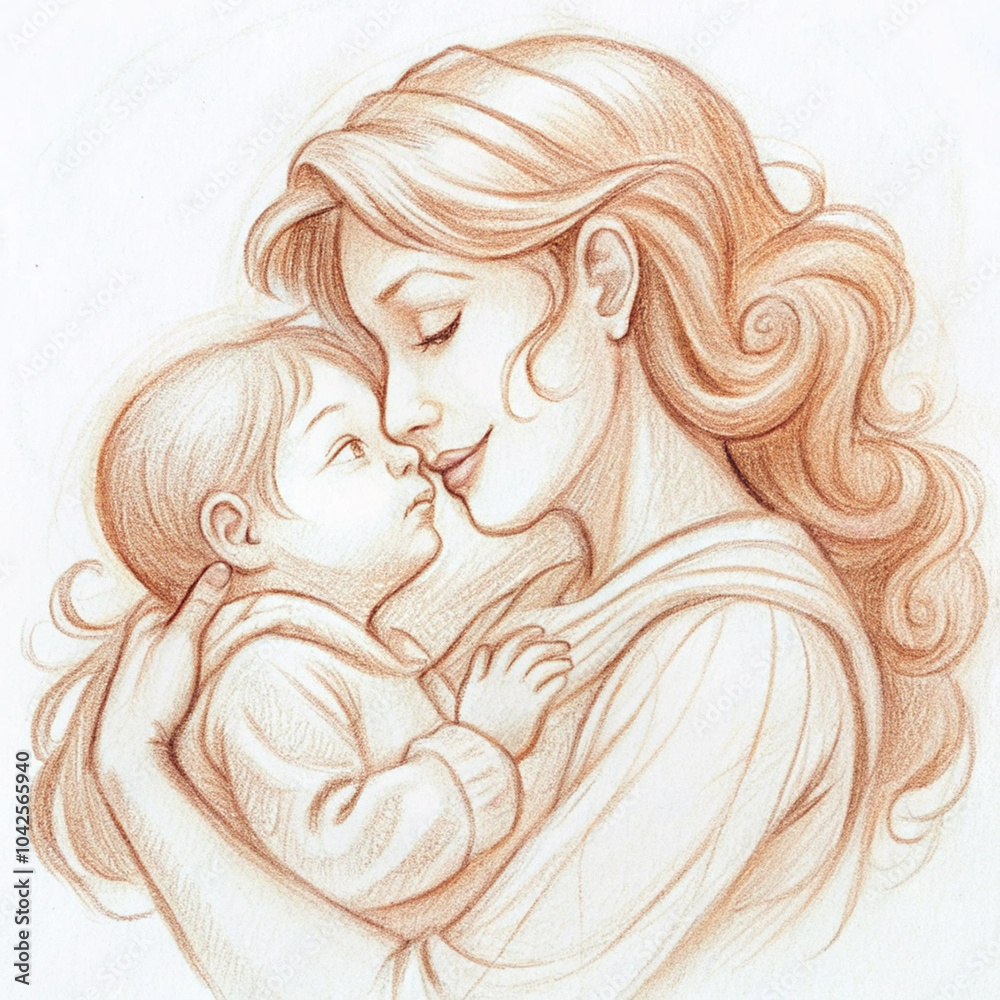 "A Drawing of a Mother and Her Baby, with a Drawing of a Baby - Un ...