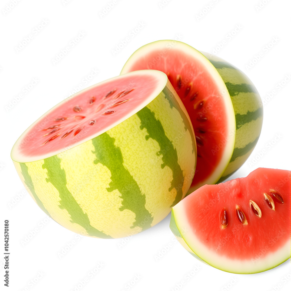 watermelon - Citrullus lanatus - isolated on a white background. Green ...