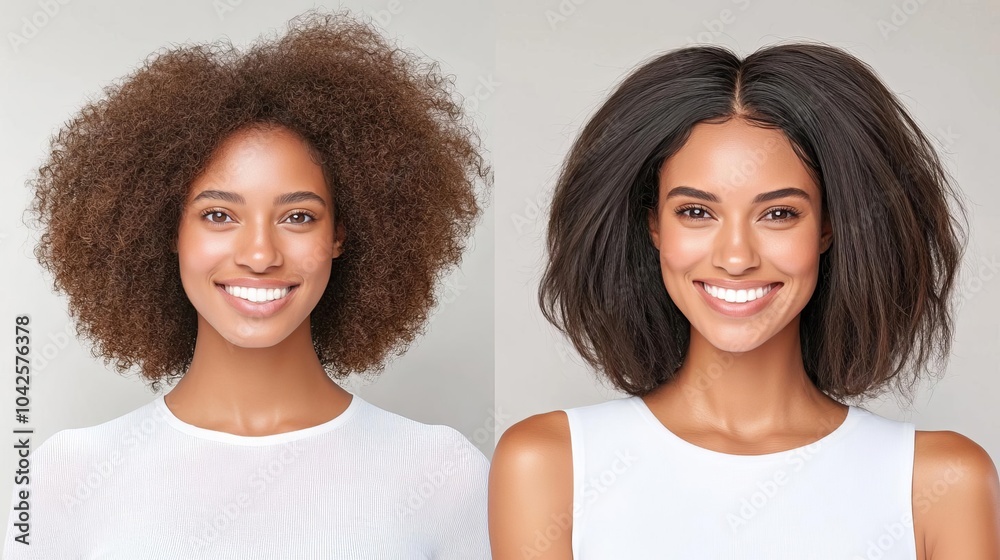 Foto de African-American woman s natural hair before and after deep ...