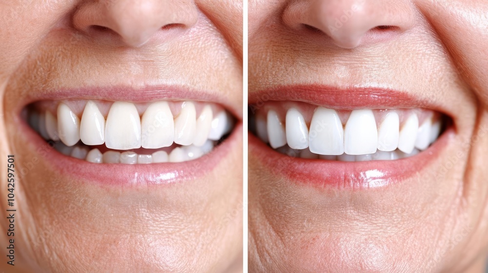 Splitscreen view of an older patient s teeth before with wear and after ...