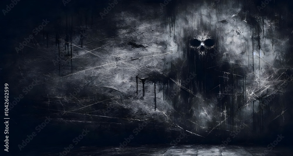 The Grasp of Darkness Dark scary wall with rough cement texture covered ...