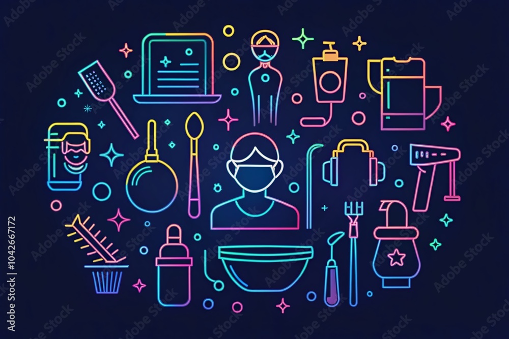 Hygiene Icons for Personal Care and Protective Equipment in Modern ...
