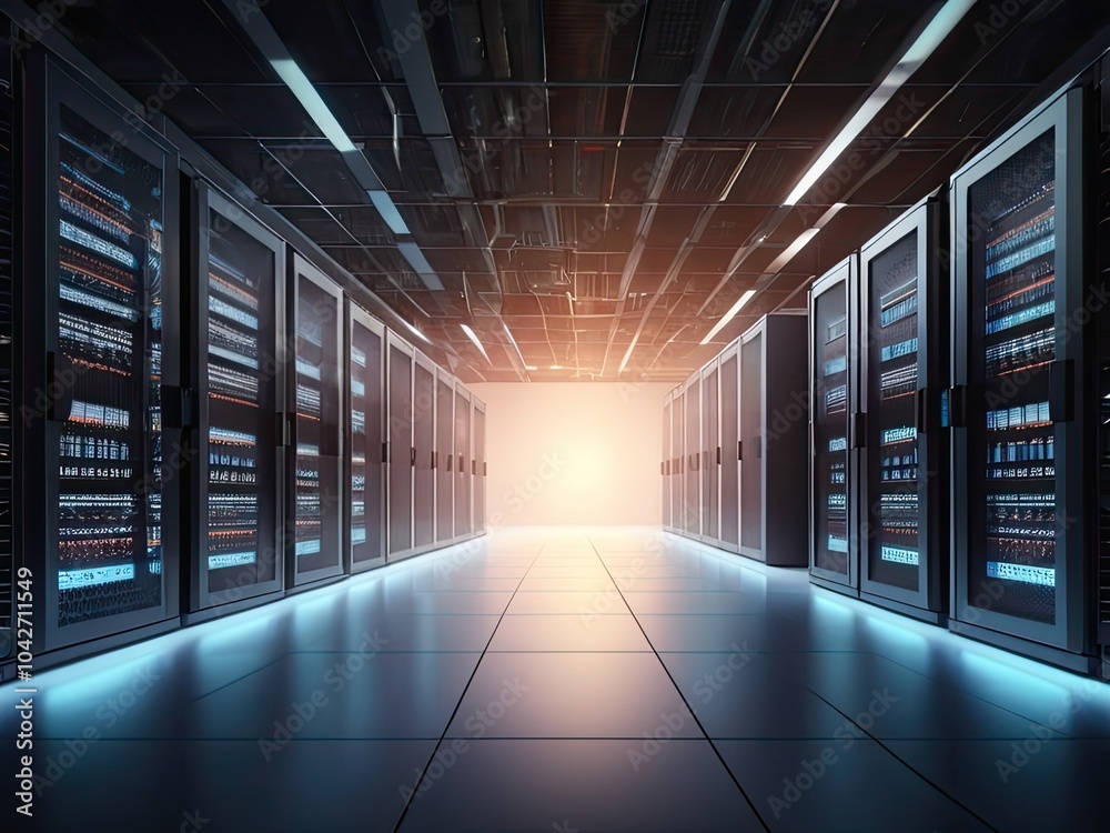 server room with servers Server racks in server room data center server ...