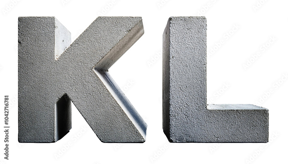 K-L Alphabet made of concrete masonry cement letters K L isolated on ...