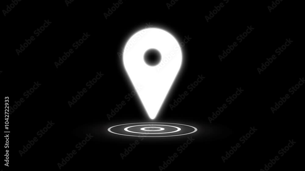 Location indicator and location icon animation. GPS icon in white color ...