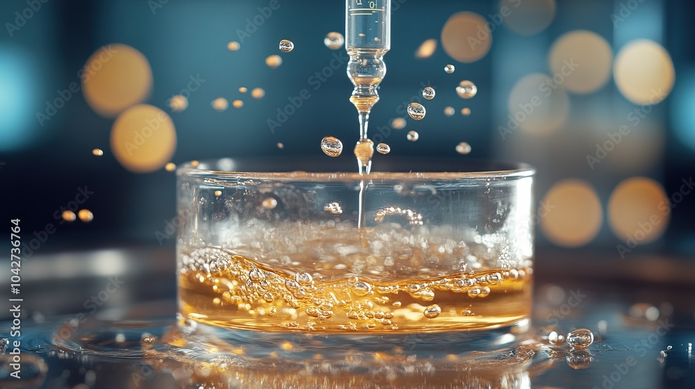 Close-up of a titration process with a burette, analytical chemistry ...