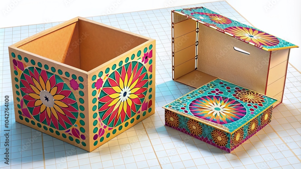 Candid Photography of Folding Box Design with Die-Cut Pattern for ...