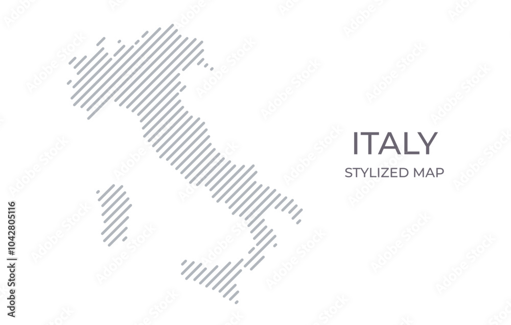 Stylized linear map of Italy in minimalistic style. Vector illustration ...