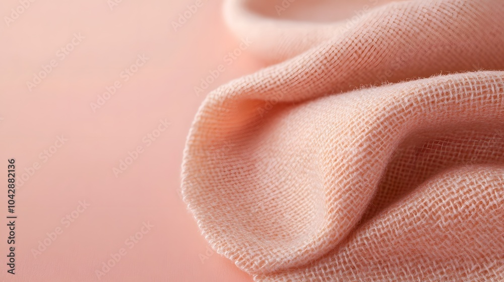 94. A detailed shot of a folded piece of fabric on a plain background ...