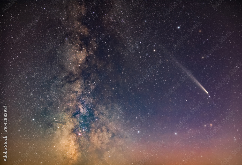 Comet C2023A3 Tsuchinshan ATLAS with Milky Way stars photographed from ...